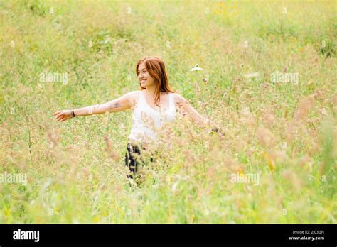 Beautiful And Cute Young Woman Photo Shooting In Nature Natural Model