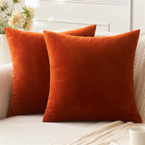 Anroduo Pack Of 2 Velvet Fall Pillow Covers Burnt Orange