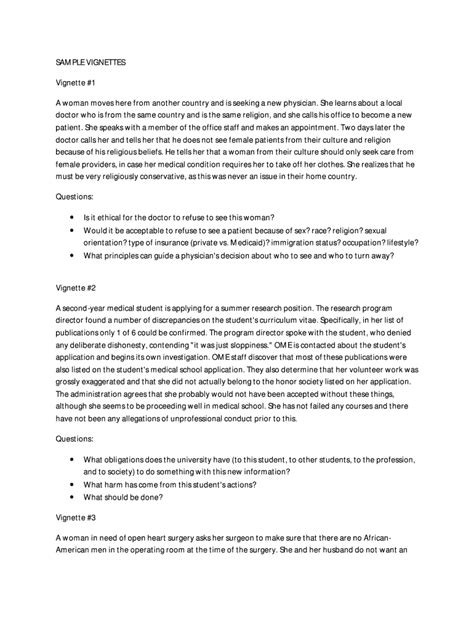 Fillable Online Sample Vignettes Fax Email Print Pdffiller