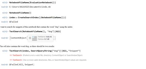 Front End Notebook Search With Snippets Programmatically