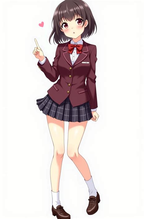 Anime Girl In A Short Skirt And Jacket With A Bow Tie An Anime Drawing
