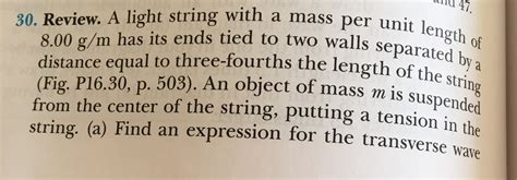 solved a light string with a mass per unit length of 8 00