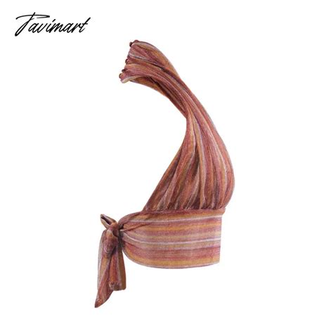 Tavimart Summer Sexy Cross Halter Tops For Women Holiday Party Bandage