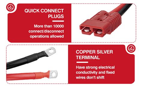 Venussar 24 Ft Quick Disconnect Winch Power Cable 4 Gauge 4 Awg Copper Wiring