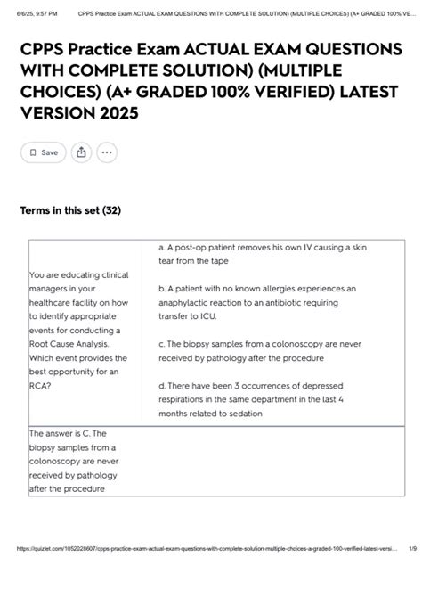 Cpps Practice Exam Actual Exam Questions With Complete Solution Multiple Choices A Graded