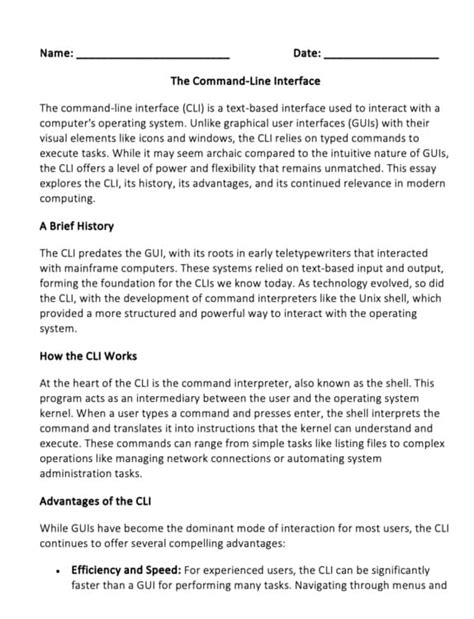 Command Line Interface Computer Worksheet 100 Editable By The Stem Center