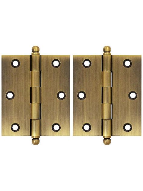 Pair Of Premium Solid Brass Cabinet Hinges With Ball Tips 3 X 2 12