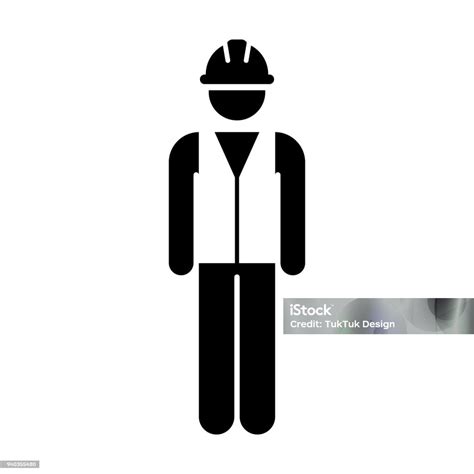 작업자 아이콘 벡터 남성 서비스 사람 Hardhat 헬멧과 재킷 문양 그림 기호에 건설 노동자를 건물의 건설업자에 대한 스톡
