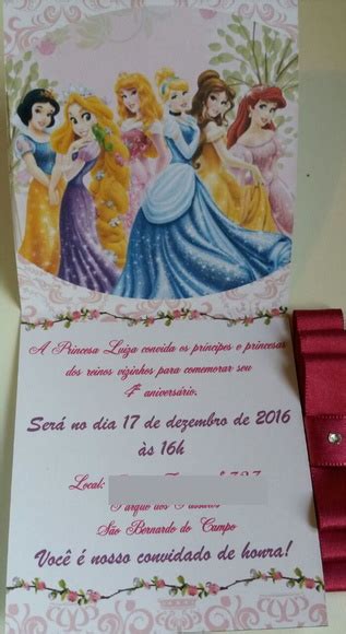 Convite Princesas Disney 01 LC Elo7 Produtos Especiais