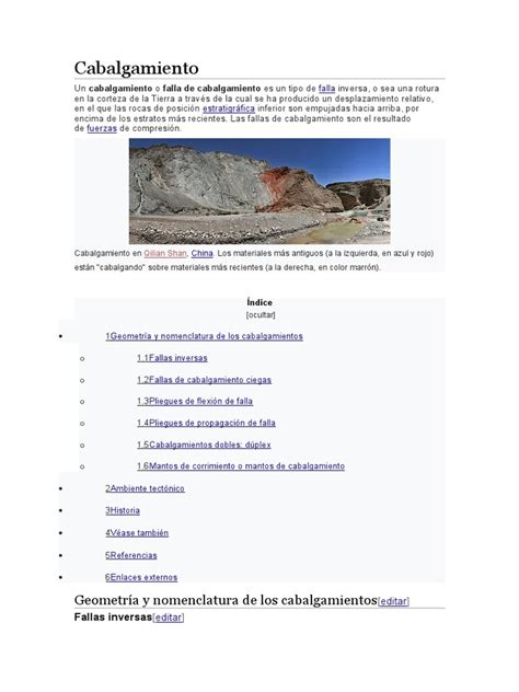 Cabalgamiento Geología Estructural Geología