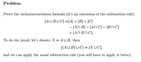 solved prove the inclusion exclusion formula it s an