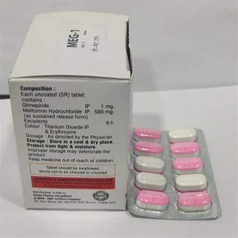Metformin Hydrochloride Glimepiride Tablet 1 Mg 500 Mg At Rs 500 Box In Dehradun