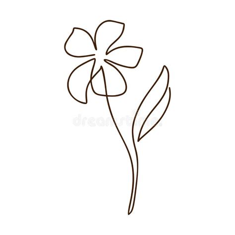 Flower Vector One Line Art Logo Minimalist Contour Drawing Monoline Stock Vector Illustration