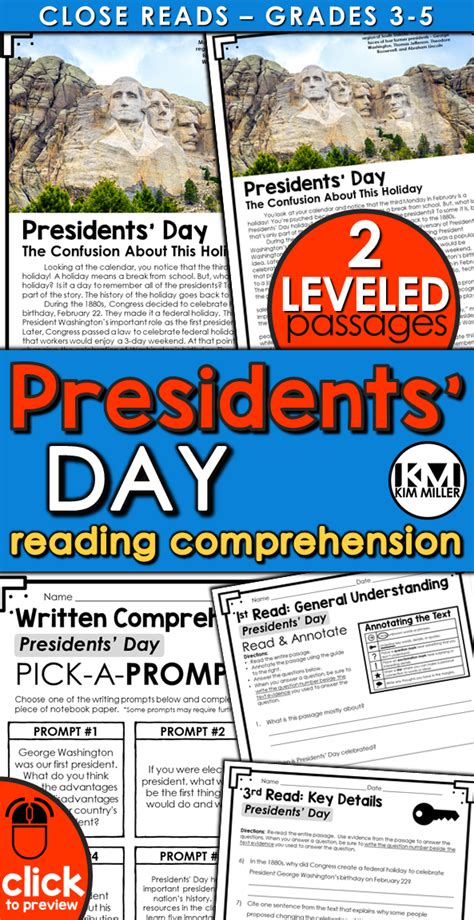 Presidents Day Close Reading Comprehension Passages Artofit