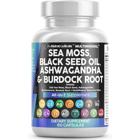 Clean Nutraceuticals Marine Moss Black Seed Oil Ashwagandha Turmeric