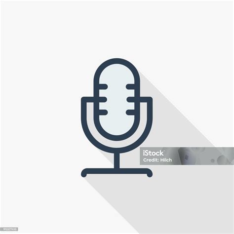 마이크 선 평면 색상 아이콘입니다 선형 벡터 기호입니다 화려한 긴 그림자 디자인입니다 Performing Arts Event에