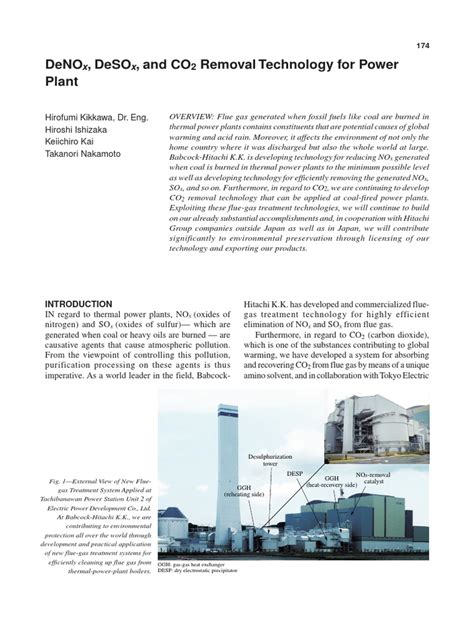 Denox Desox And Co2 Removal Technology For Power Pdf Pdf Coal N Ox