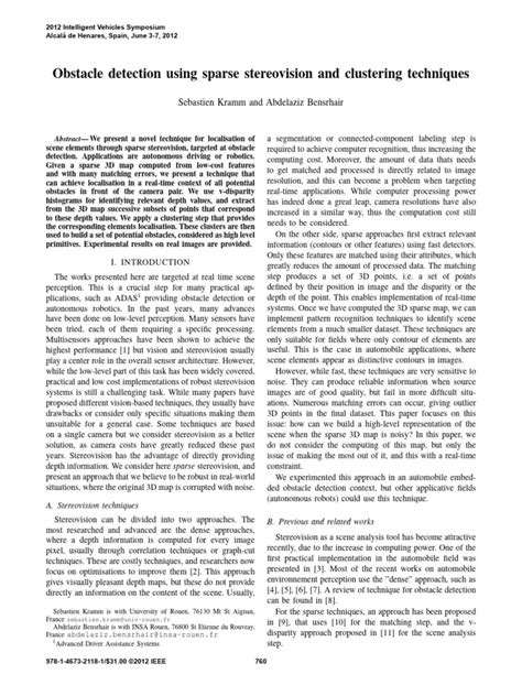 Obstacle Detection Using Sparse Stereovision And Clustering Techniques