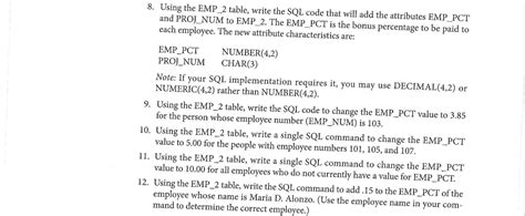 Solved FIGURE P8 15 THE EMP 2 TABLE CONTENTS EMP INITIAL Chegg