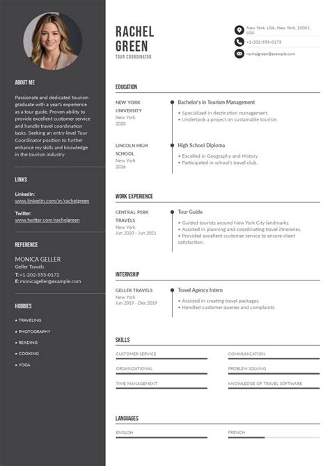 entry level tour coordinator resume examples cv templates for beginners