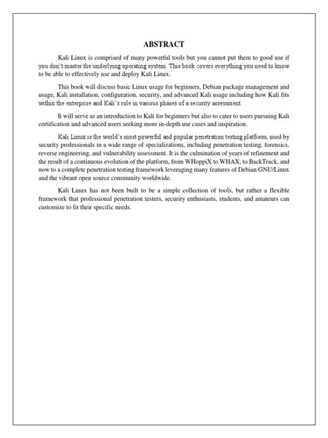 kali linux documentation pdf operating system technology digital