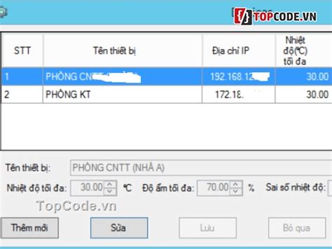 Phần Mềm Giám Sát Nhiệt độ độ ẩm Thông Qua Mạng Wifi Lan Sử Dụng