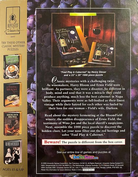 Bepuzzled Foul Play And Cabernet 1000 Piece Mystery Puzzle Booklet