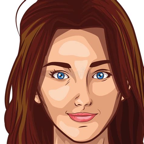 Pop Art Beautiful Woman Face Smiling Stock Vector Illustration Of
