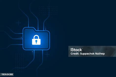 Ilustrasi Keamanan Cyber Ikon File Kunci Di Garis Sirkuit Ilustrasi