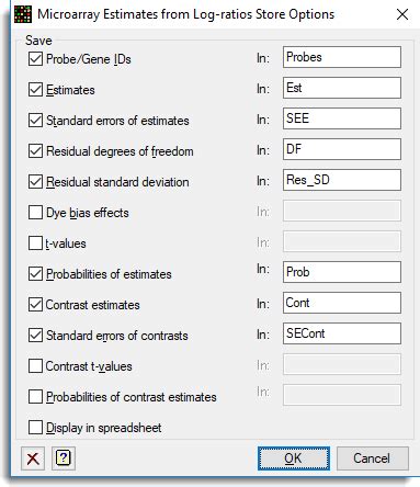 Store Microarray Estimates From Log Ratios Genstat Knowledge Base