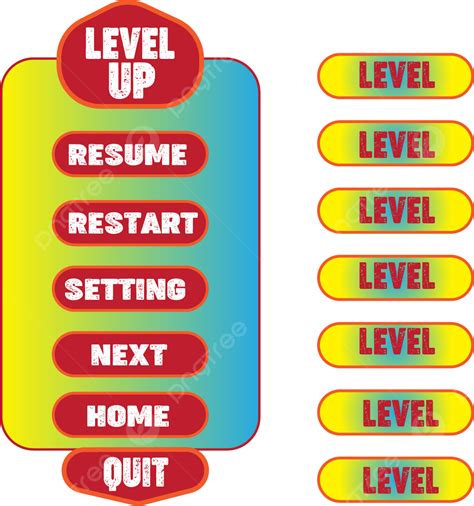 게임 인터페이스 팩 스마트 레벨 배턴 디자인 게임 상호 작용 노랑 Png 일러스트 및 벡터 에 대한 무료 다운로드 Pngtree