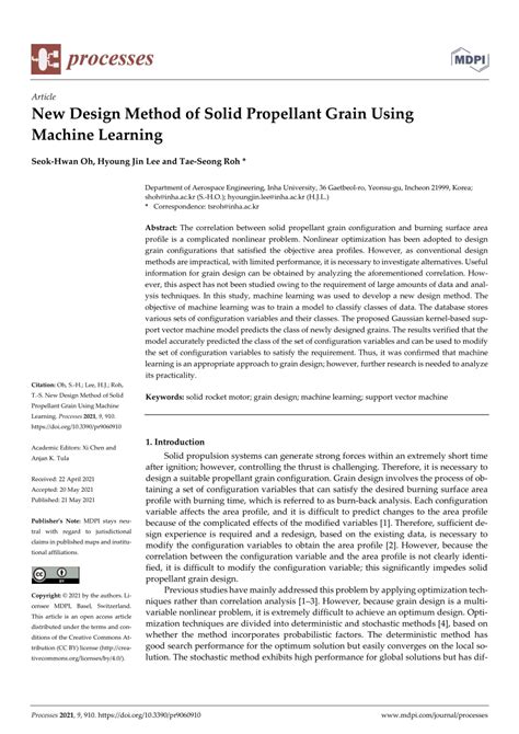 Pdf New Design Method Of Solid Propellant Grain Using Machine Learning