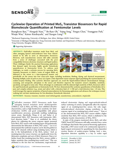 Pdf Cycle Wise Operation Of Printed Mos2 Transistor Biosensors For