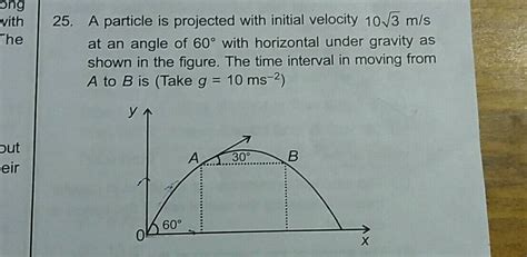 Ong Ith 25 A Particle Is Projected With Initial Velocity 103 Ms The