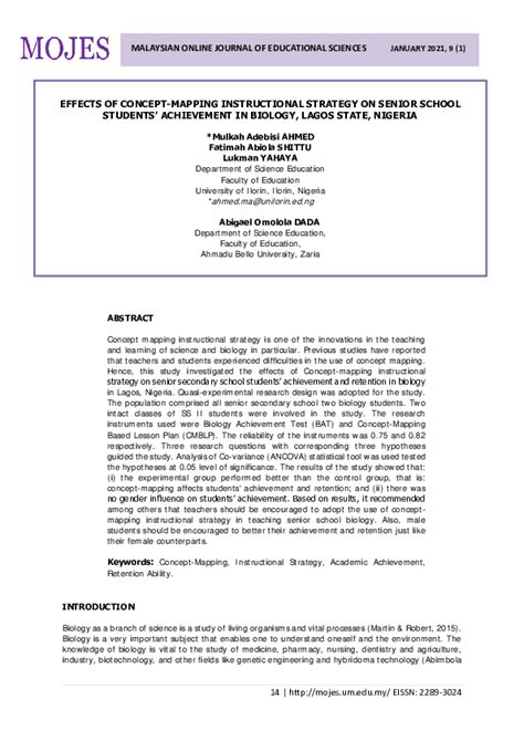 Pdf Effects Of Concept Mapping Instructional Strategy On Senior