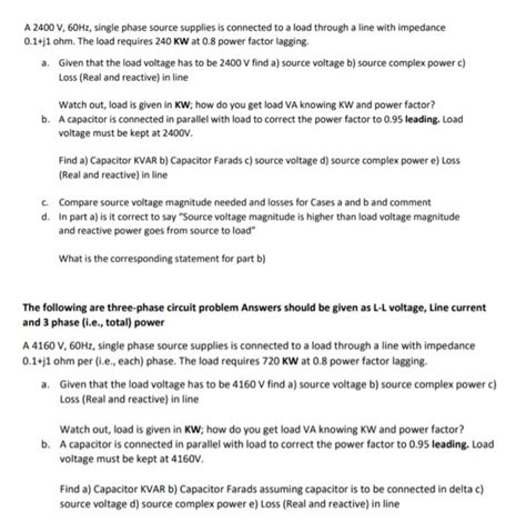 Solved A 2400 V 60hz Single Phase Source Supplies Is
