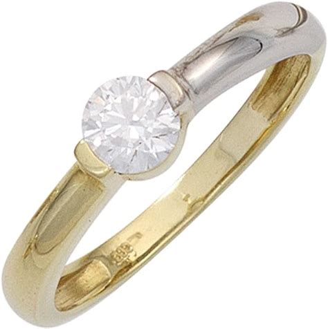 Jobo Damen Ring 333 Gold Gelbgold Weißgold bicolor 1 Zirkonia Goldring