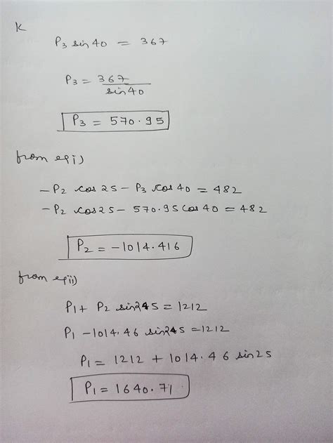 [Solved] . 9. Determine the magnitudes of the three forces P1, P2 and P3 ,... | Course Hero