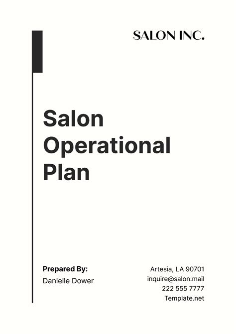 Free Salon Operational Plan Template To Edit Online