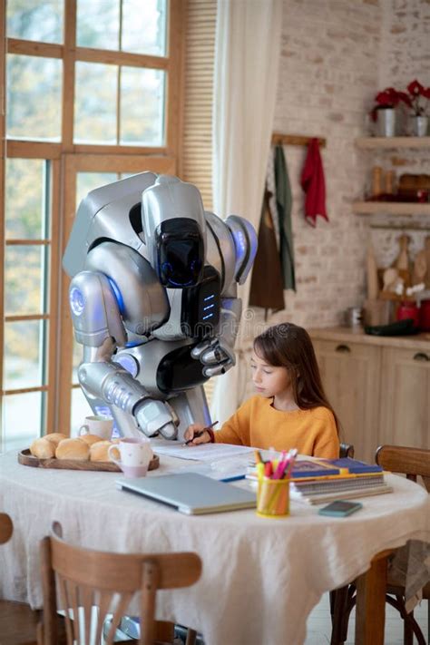 Robot Teacher Pointing To Mistake In Writing Stock Image Image Of Futuristic Pretty