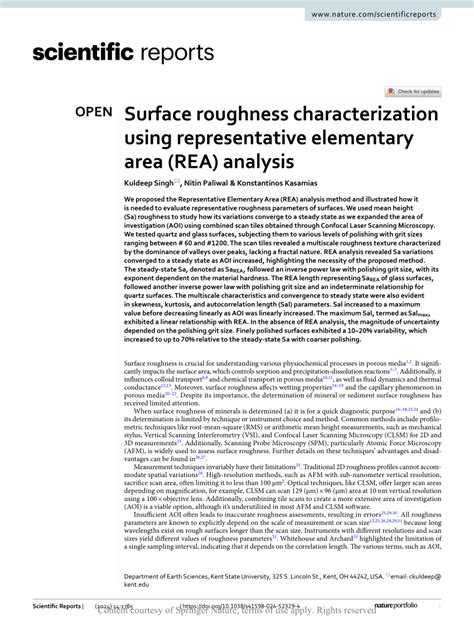 PDF Surface Roughness Characterization Using Representative