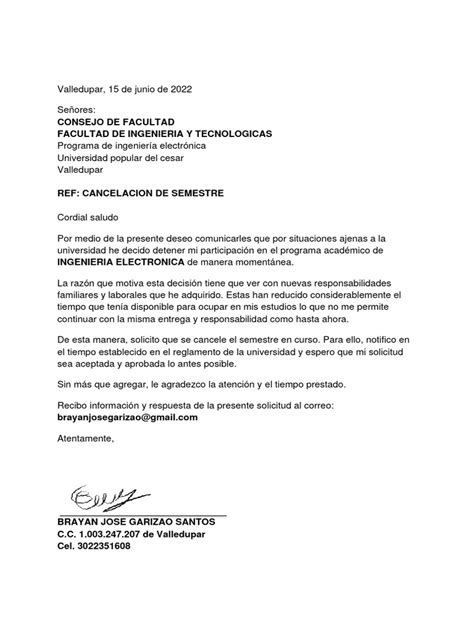 Carta De Cancelacion Pdf