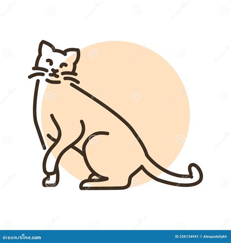 Happy Cat Sitting Color Line Icon Pictogram For Web Page Stock Vector Illustration Of Pose