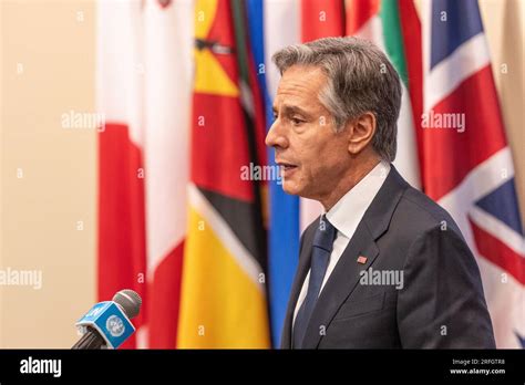 Secretary Of State Antony Blinken Speaks At Security Council Stakeout