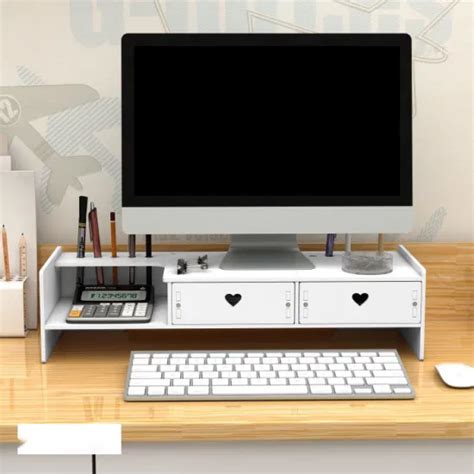 Home Office Computer Desk Laptop Printer Pvc Monitor Stand Riser Storage Organizer Monitor