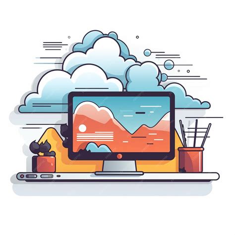 Premium Vector Vector Computer Illustration Technology Internet Digital Modern Business Icon