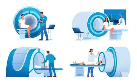 자기 공명 영상 의학 연구 및 진단 최신 단층 스캐너 Mri 구성 프리미엄 벡터