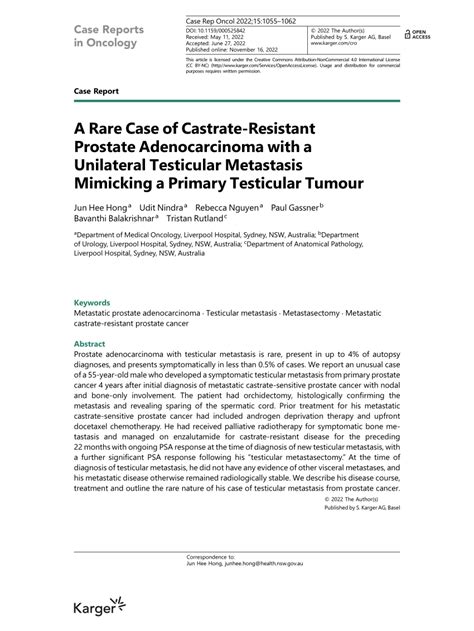 Pdf A Rare Case Of Castrate Resistant Prostate Adenocarcinoma With A