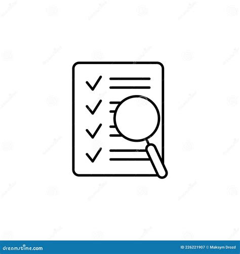 Document Check Icon Vector Illustration Checklist Magnifier Assessment