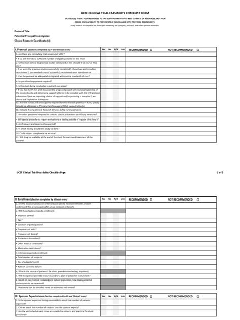 Clinical Trial Feasibility Checklist Pdf Patient Medical Imaging